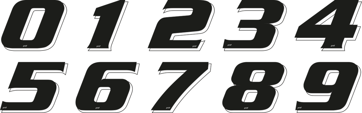 RACING NUMBERS DECAL KIT "0-9" BLACK | Onedesignusa